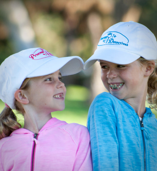 Princess Detectives Hat White With Blue Logo- Adjustable Strap In Back